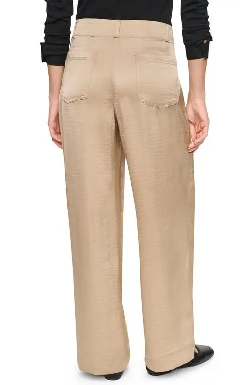 Dkny Wide Leg Glazed Pants - Travertine