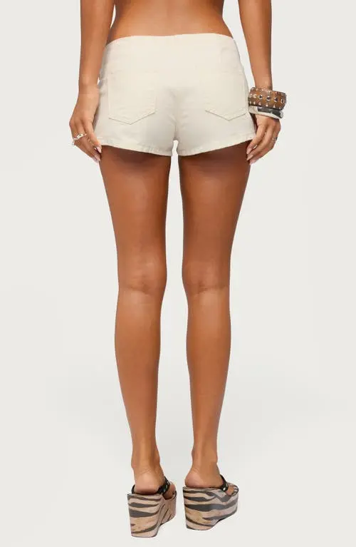 EDIKTED Ceresie Belted Low Rise Denim Micro Shorts