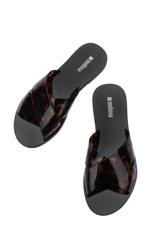 Melissa Essential Cross Slide Sandal - Black/tortoise