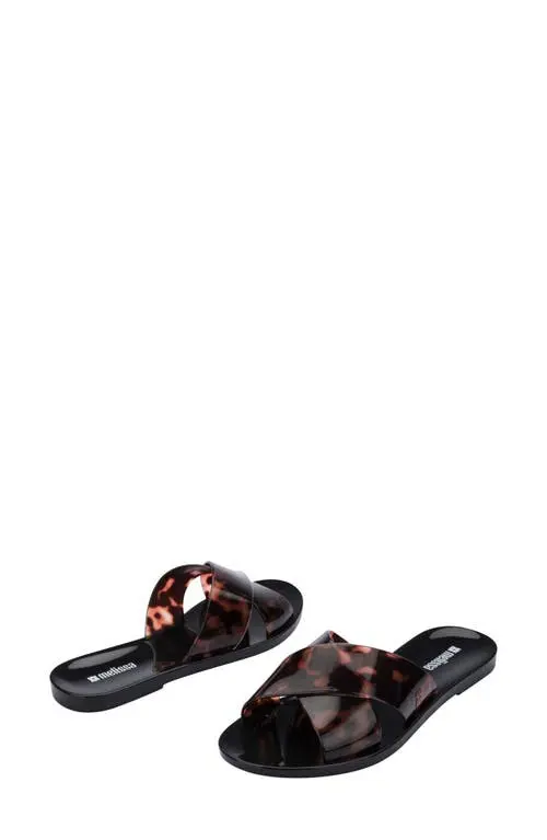 Melissa Essential Cross Slide Sandal - Black/tortoise