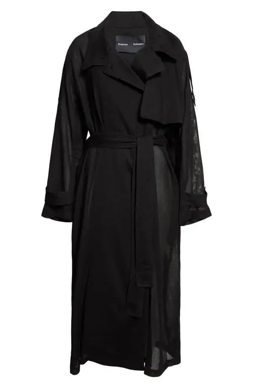 Proenza Schouler Esha Sheer Wool Trench Coat - Black