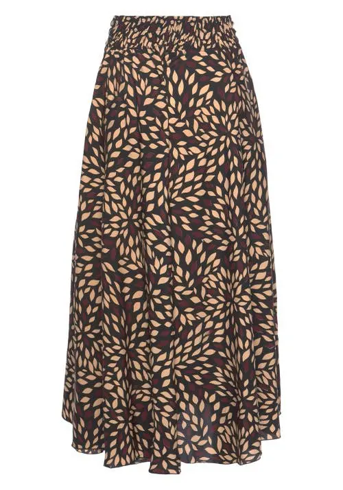LASCANA Printed Flowy Wide-leg Culottes - Brown Printed