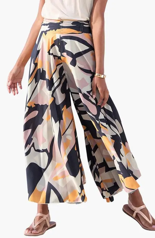 LASCANA Printed Flowy Culottes - Navy Printed