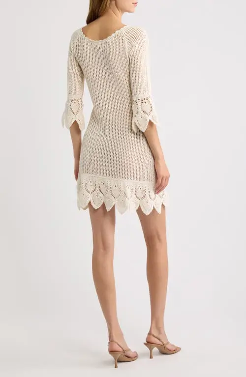 LoveShackFancy Krisella Mixed Stitch Cotton Sweater Mini Dress