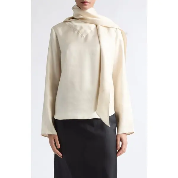 Loulou De Saison Gala Silk Crepe Top - Ivory