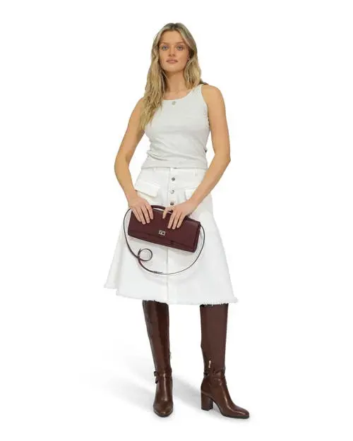 BELLE & BLOOM Let Me Wander Button Front Denim Midi Skirt