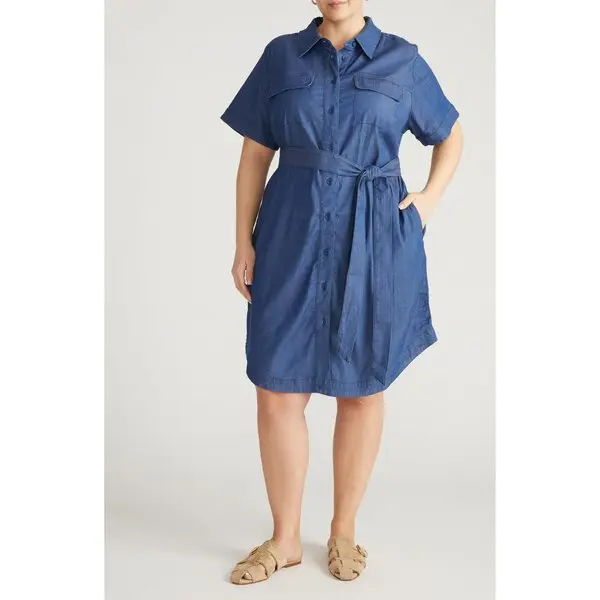 Universal Standard Perfect Tencel Chambray Shirtdress - Midnight Blue