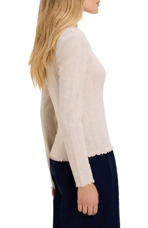 NZ BY NIC AND ZOE Cotton Pointelle V-neck Top - Oatmeal