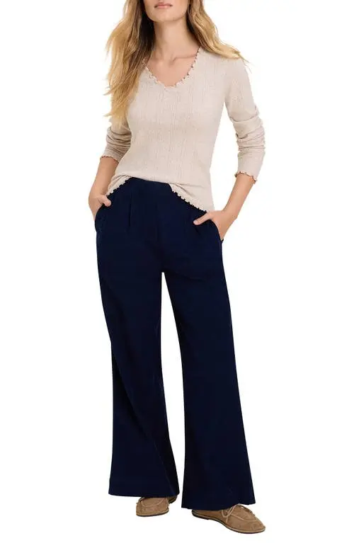 NZ BY NIC AND ZOE Cotton Pointelle V-neck Top - Oatmeal
