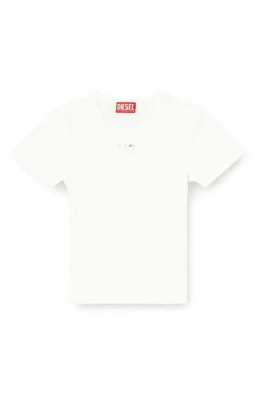 DIESEL® Metallic Oval D Cutout Rib T-shirt - Off/white
