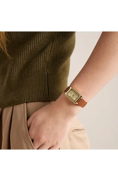 Fossil Raquel Rectangular Leather Strap Watch - Brown