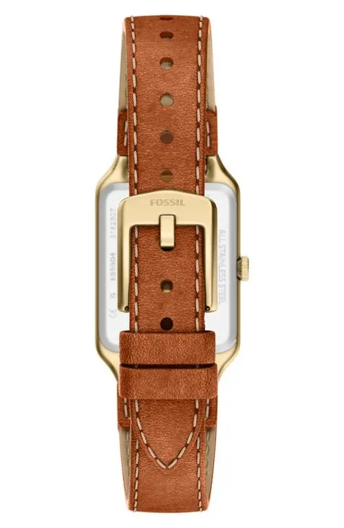 Fossil Raquel Rectangular Leather Strap Watch - Brown