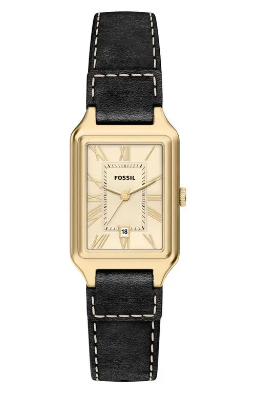 Fossil Raquel Leather Strap Watch - Gold/black