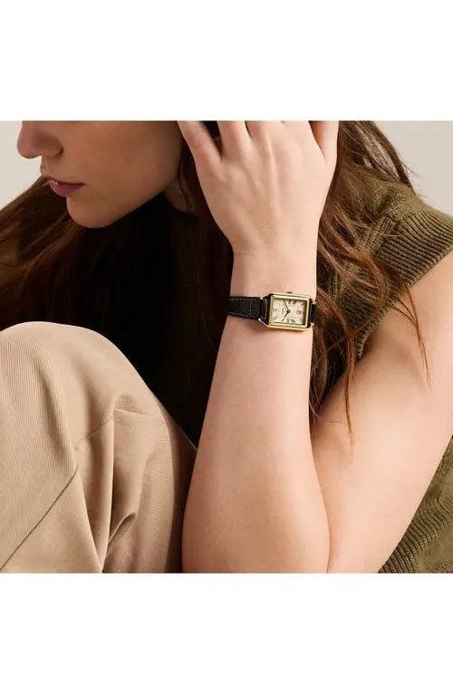 Fossil Raquel Leather Strap Watch - Gold/black