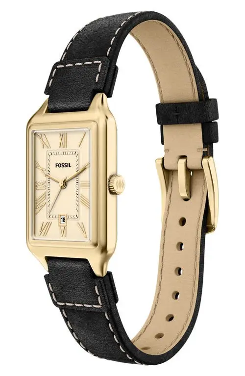 Fossil Raquel Leather Strap Watch - Gold/black