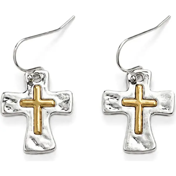 LA MENO Grace Cross Drop Earrings