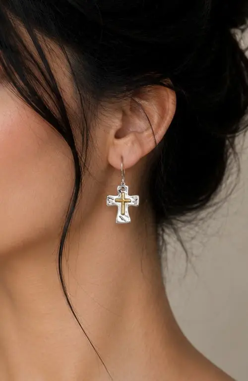 LA MENO Grace Cross Drop Earrings