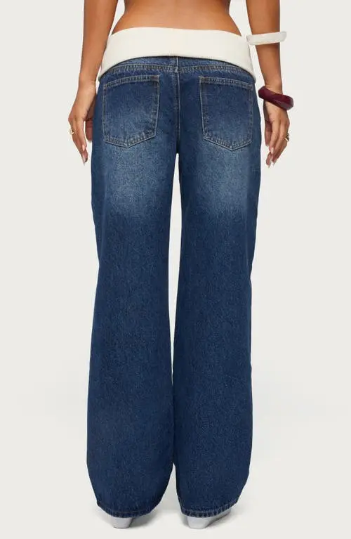 EDIKTED Knit Foldover Baggy Jeans