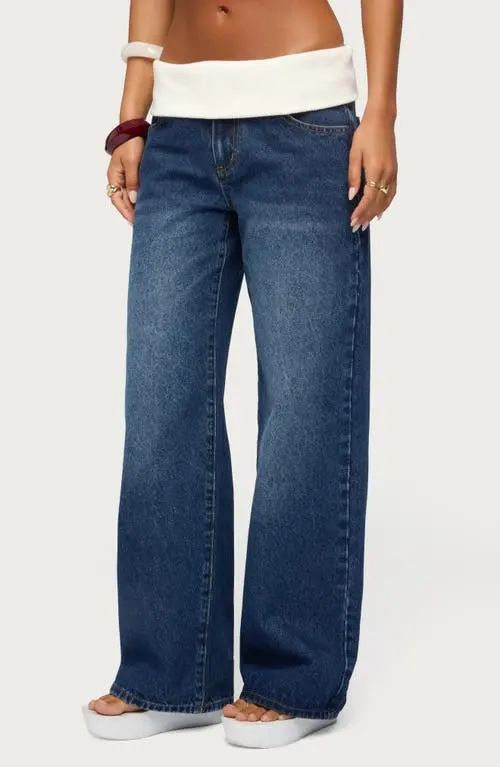 EDIKTED Knit Foldover Baggy Jeans