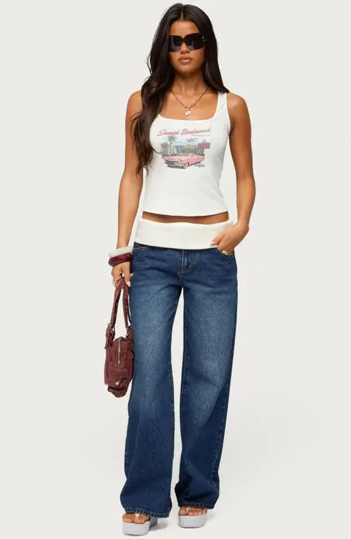 EDIKTED Knit Foldover Baggy Jeans