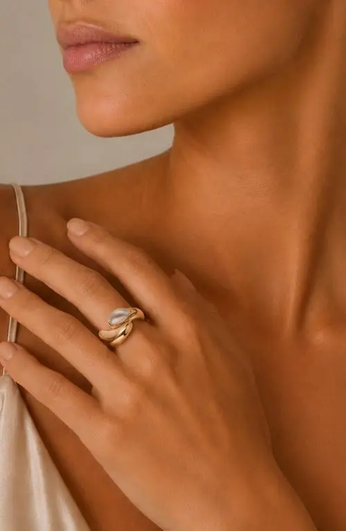 LA MENO Faux Pearl Abstract Ring