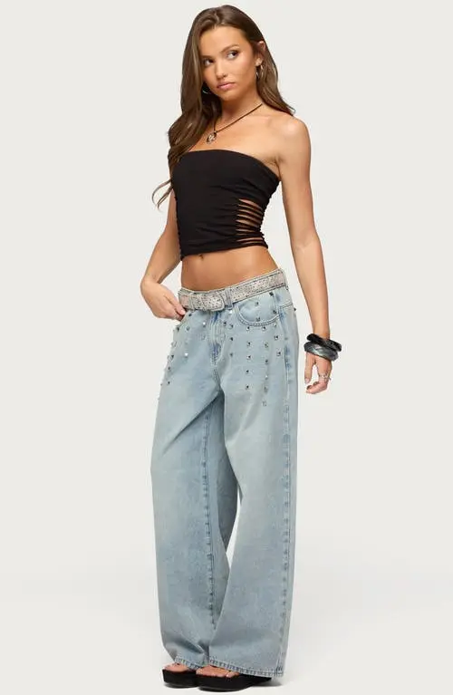 EDIKTED Oaklee Studded Low Rise Baggy Jeans