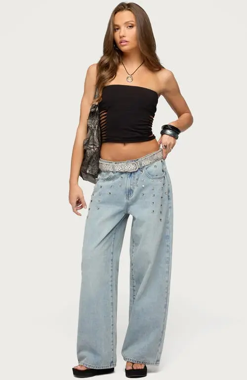 EDIKTED Oaklee Studded Low Rise Baggy Jeans