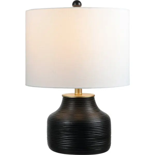JONATHAN Y Malone Modern Transitional Ribbed Tapered Ginger Jar Resin/metal Led Table Lamp - Black