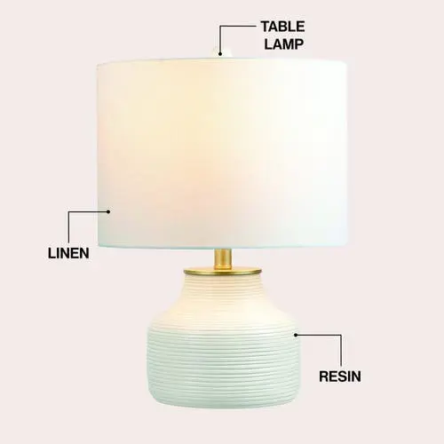 JONATHAN Y Malone Modern Transitional Ribbed Tapered Ginger Jar Resin/metal Led Table Lamp - Cream