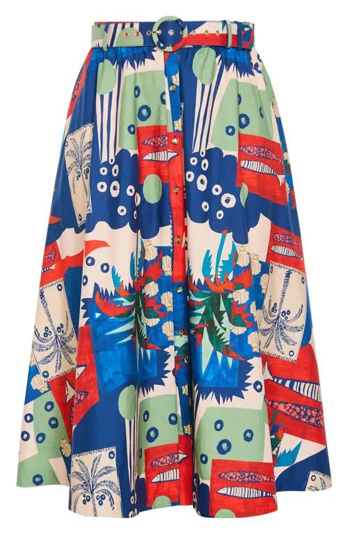 City Chic Elysia Printed Cotton Maxi Skirt