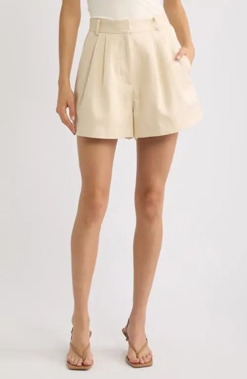 Oddmuse High Waisted Pleated Shorts - Stone