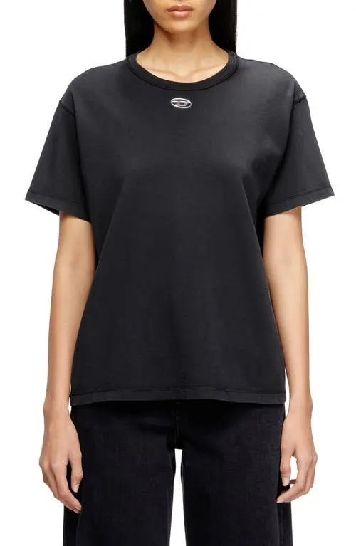 DIESEL® T-normy-od-s1 Metallic Oval D Cutout T-shirt - Black