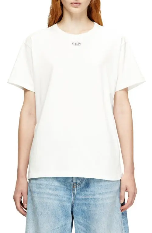 DIESEL® T-normy-od-s1 Metallic Oval D Cutout T-shirt - Off/white