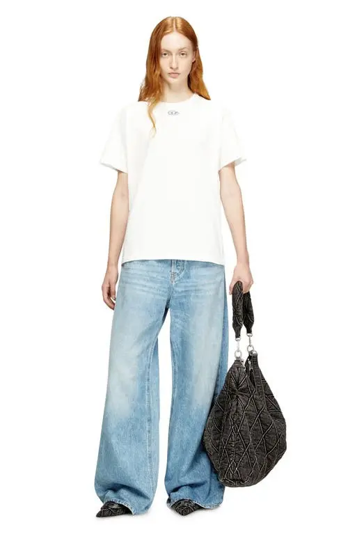 DIESEL® Metallic Oval D Cutout T-shirt - Off/white