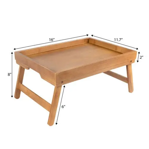 HAPPIMESS Alora Handcrafted Breakfast Bed Tray With Built-in Handles And Foldable Legs - Brown