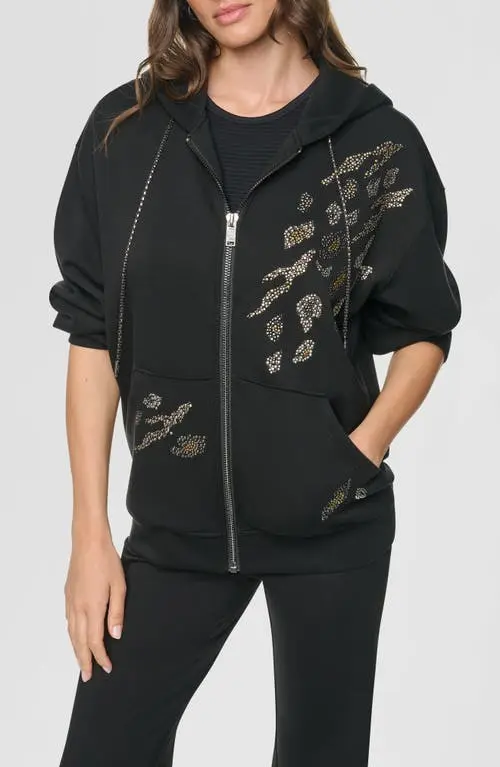 Dkny Heatset Animal Chain Link Zip Hoodie - Black