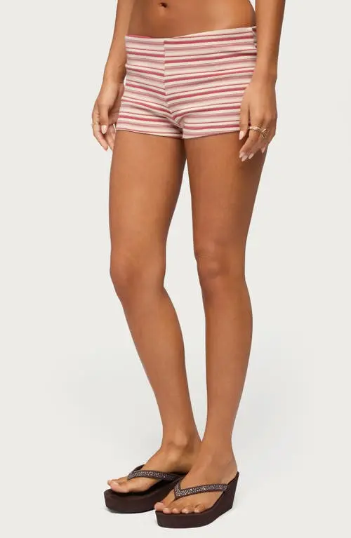 EDIKTED Noelia Stripe Stretch Cotton Micro Shorts