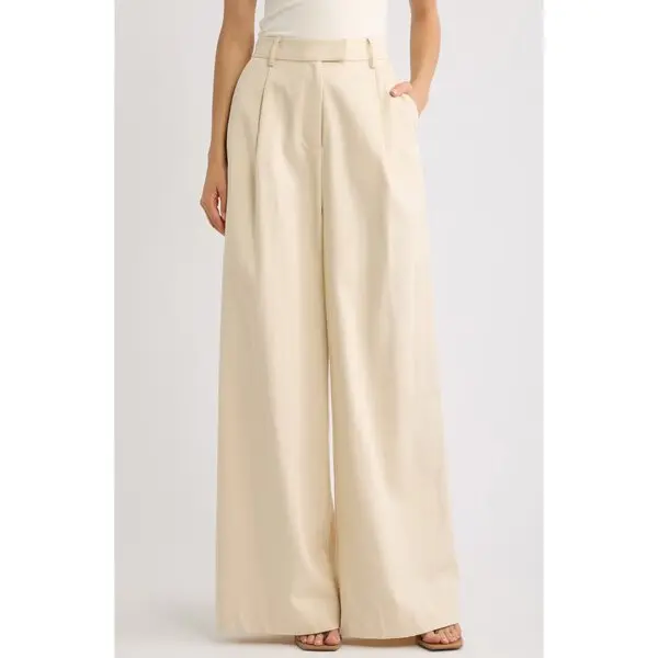 Oddmuse Pleated High Waist Wide Leg Pants - Stone