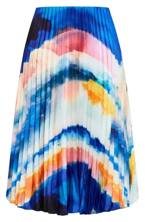 City Chic Celina Print Pleated Midi Skirt