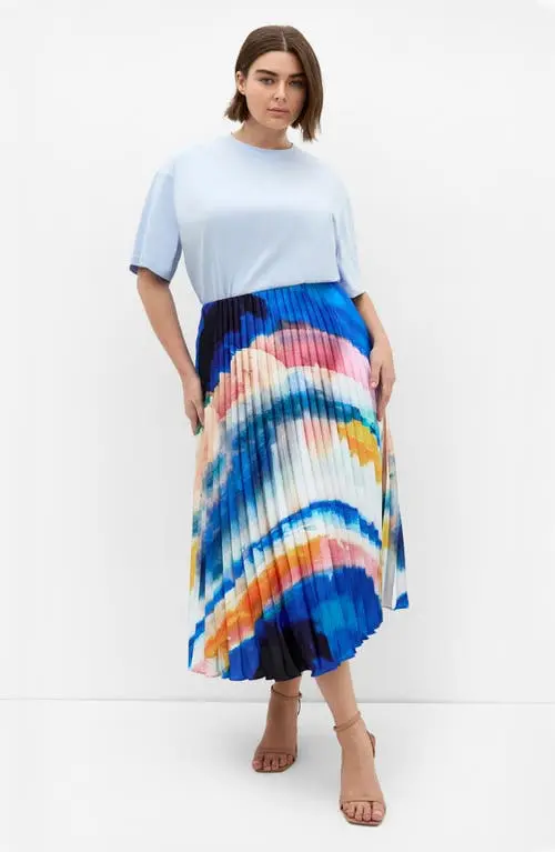 City Chic Celina Print Pleated Midi Skirt