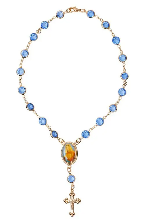 THE M JEWELERS Blue Stone Rosary Anklet - Gold/blue