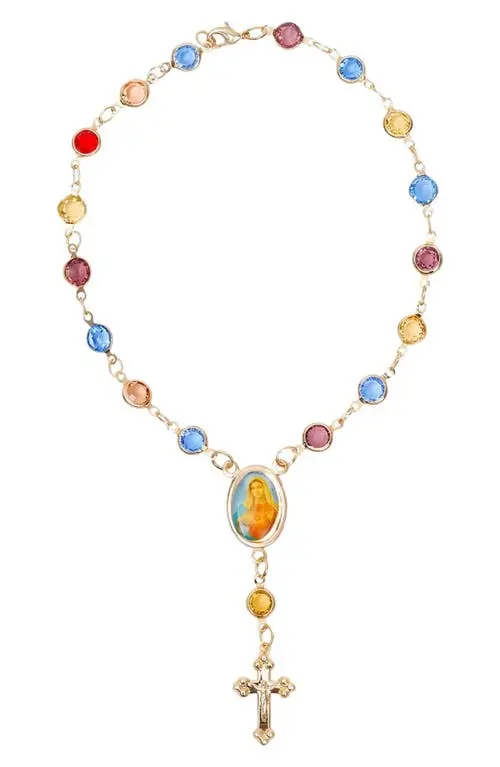 THE M JEWELERS The Blue Stone Rosary Anklet - Gold/multi