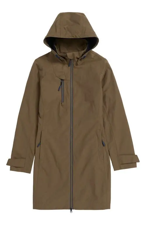 SEASALT CORNWALL Coverack Waterproof Organic Cotton Raincoat With Removable Hood - Laurel