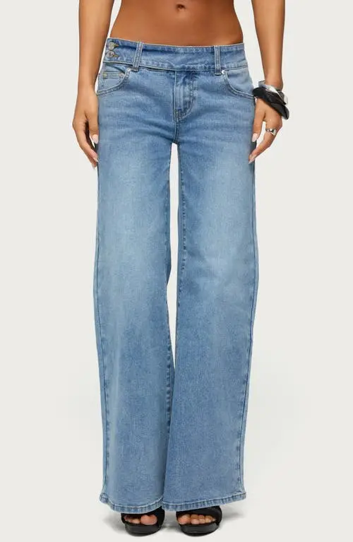 EDIKTED Dale Low Rise Straight Leg Jeans - Light-blue-washed
