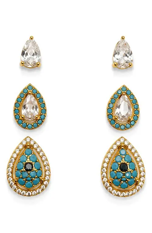 LA MENO Oasis Set Of 3 Drop Earrings - Gold