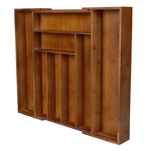 HAPPIMESS Hudson Modern Farmhouse Handcrafted Expandable 8-slot Kitchen Drawer Organizer - Brown