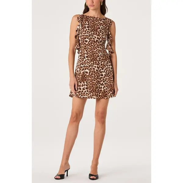 Astr The Label Olga Leopard-print Ruffled Minidress - Leopard Print