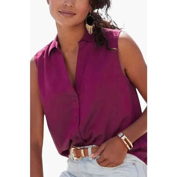 LASCANA Sleeveless Button Down Blouse