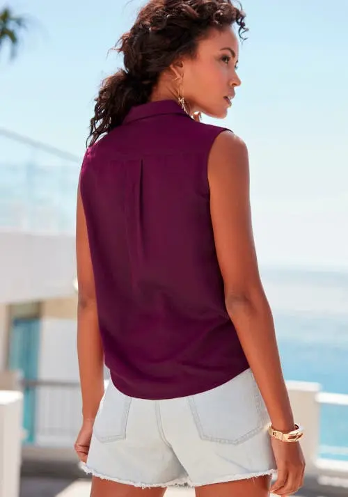 LASCANA Sleeveless Button Down Blouse