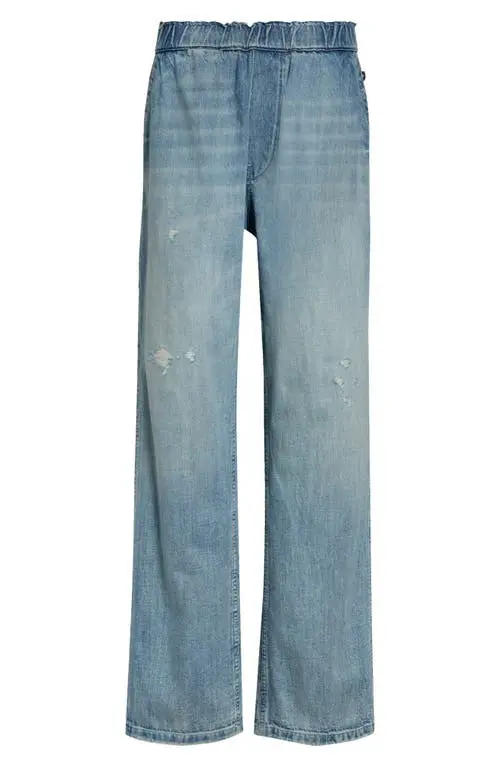 MAISON MARGIELA Distressed Fray Waist Wide Leg Carpenter Jeans - Blue